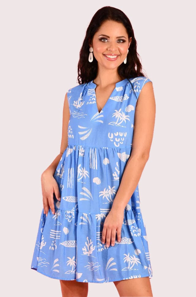 Under The Sea Short Blue Dress | Palm Springs Fashion & Resortwear – Hali Home